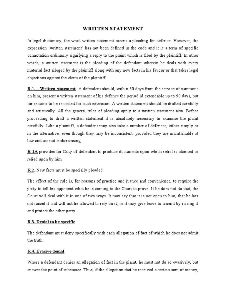 Written Statement and Legal Defenses | PDF | Lawsuit | Pleading