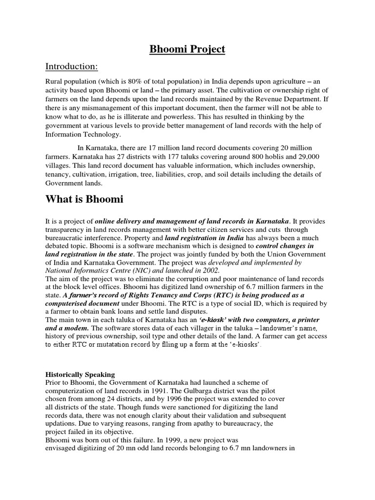 Bhoomi Project All | PDF | Databases | Relational Database