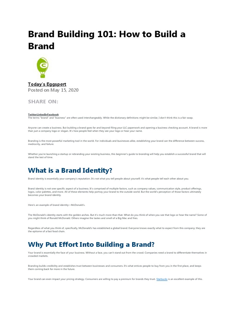 Brand Building 101: How To Build A Brand | PDF | Brand | Target Audience