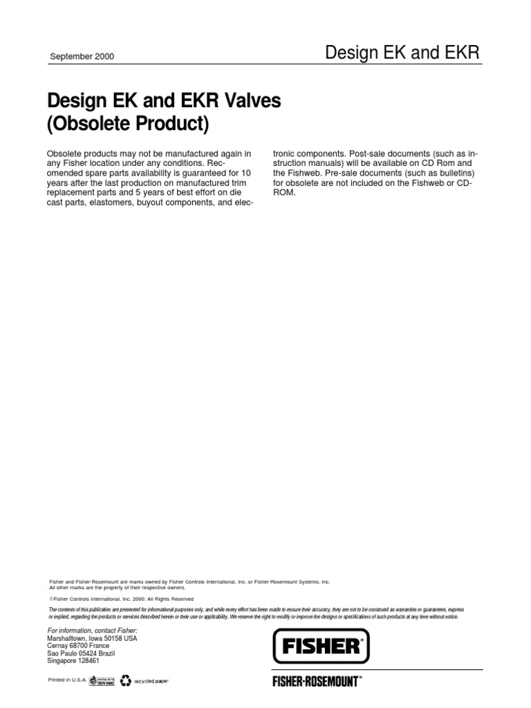 Design EK and EKR Valves (Obsolete Product) | PDF | Valve | Screw