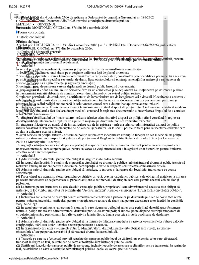 REGULAMENT Circulatie | PDF