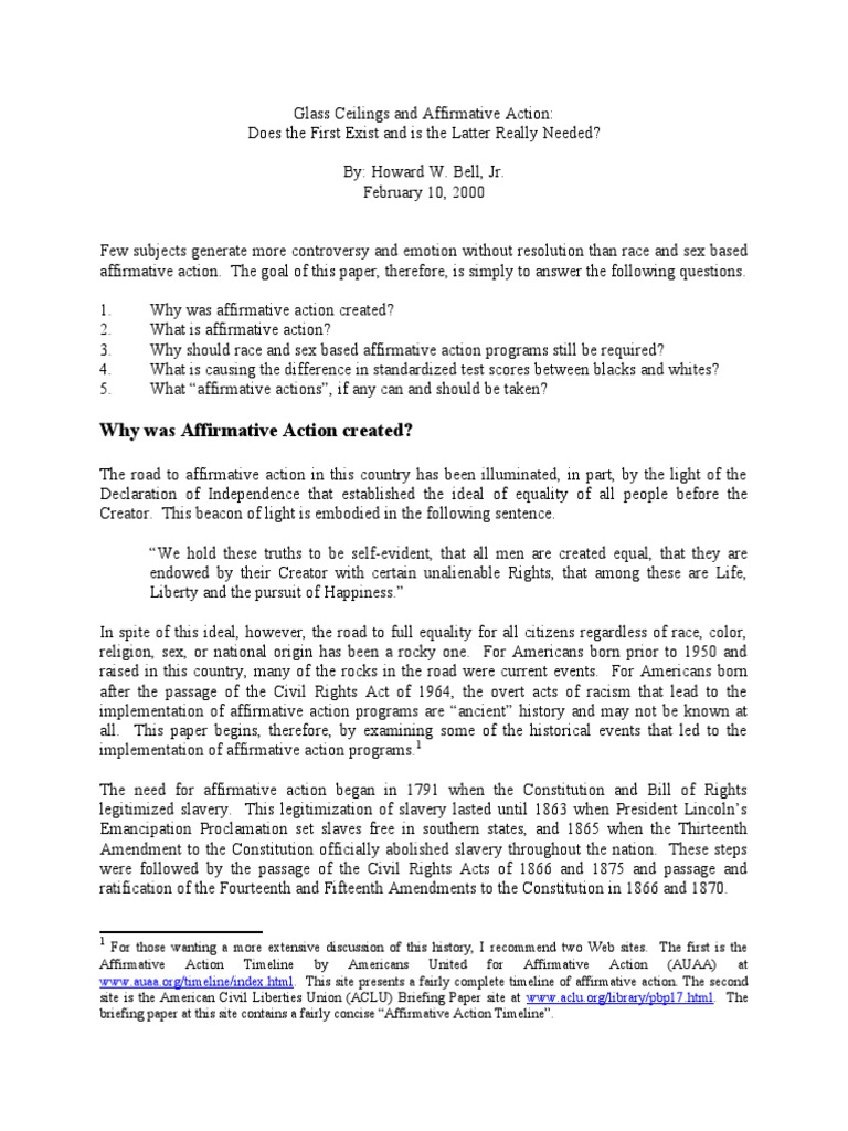 Affirmative Action: History and Impact | PDF | Discrimination & Race ...