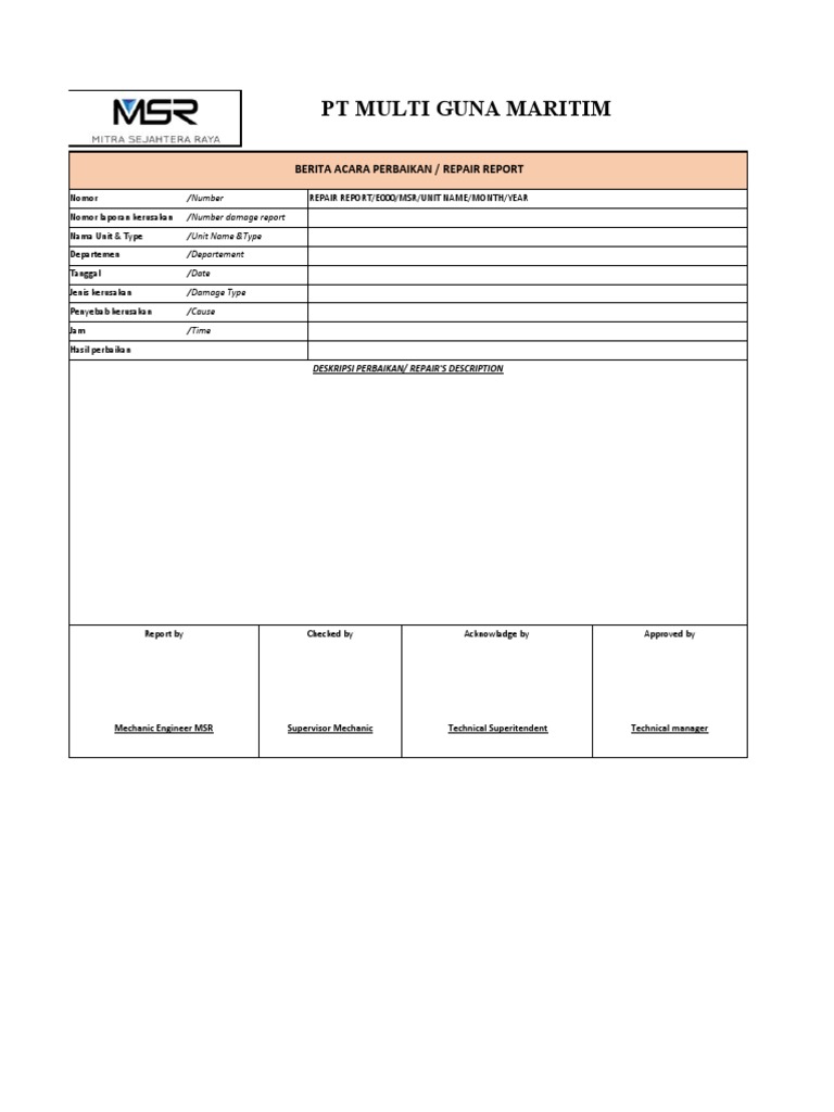Form Berita Acara Perbaikan | PDF