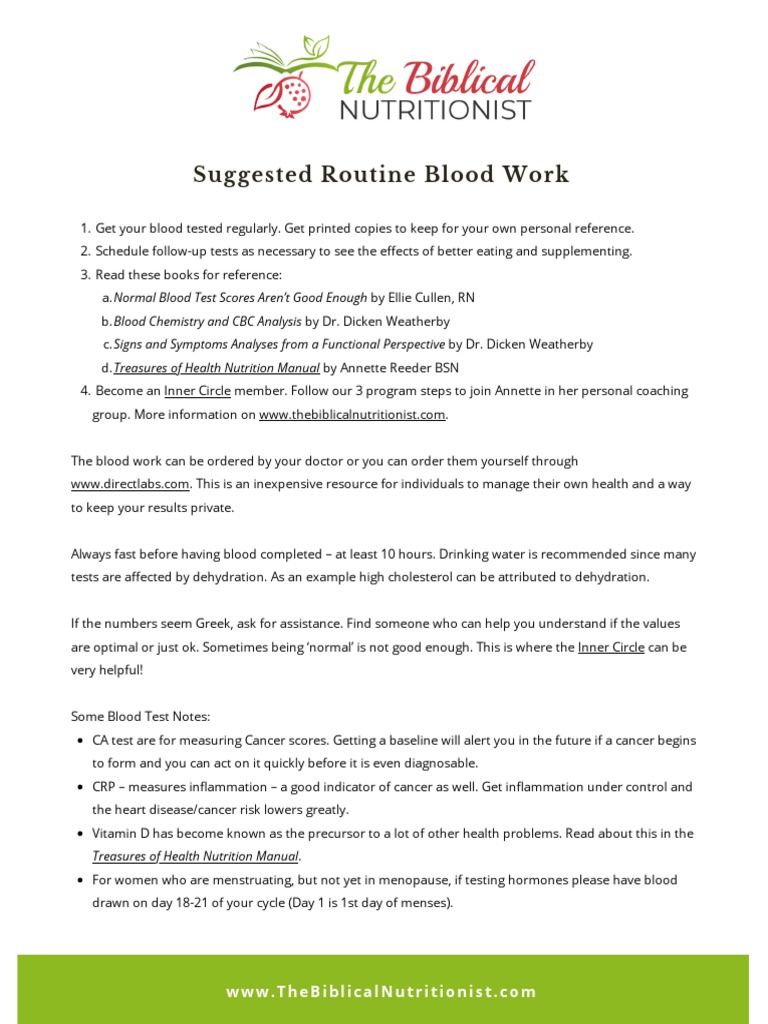 Suggested Routine Blood Work | PDF | Menstrual Cycle | Cancer