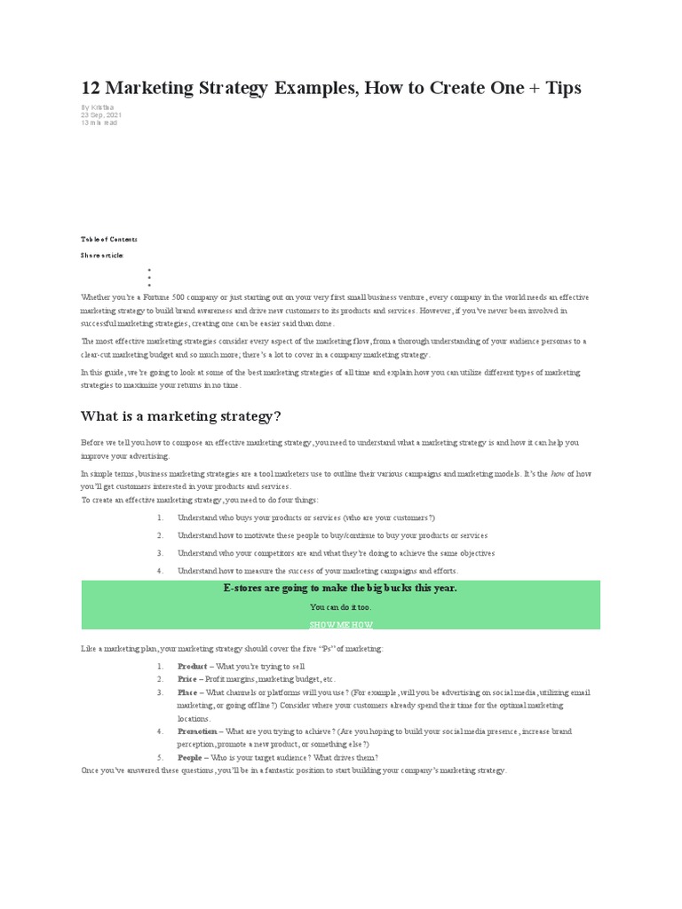 12 Marketing Strategy Examples | PDF | Marketing | Search Engine ...
