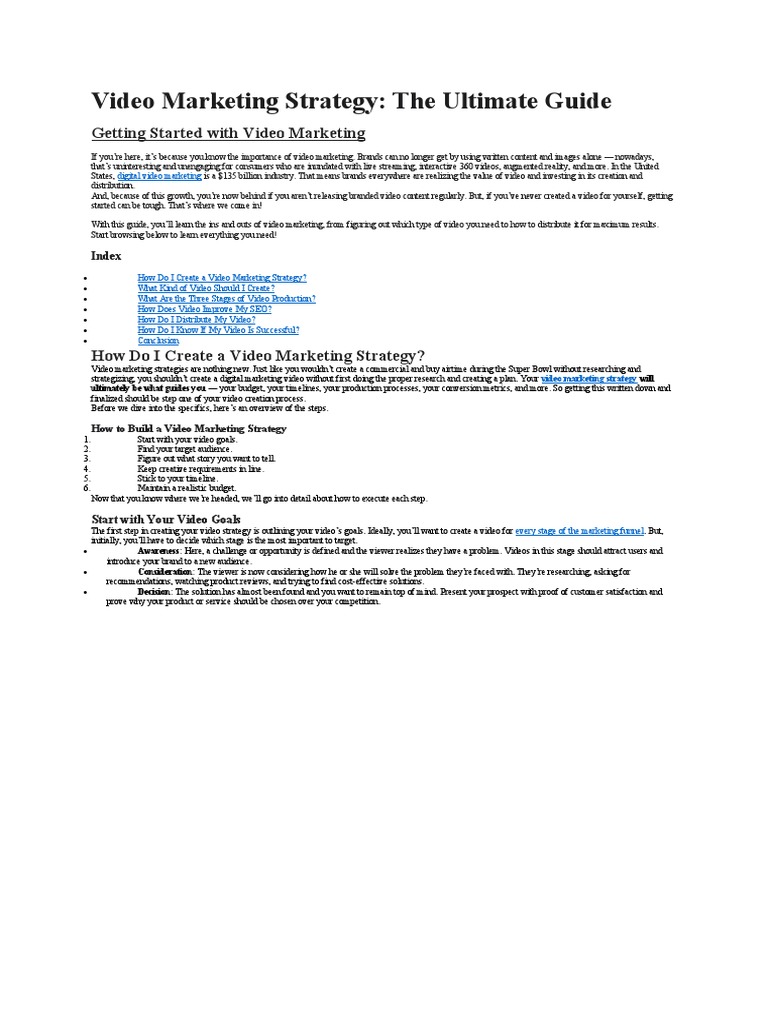 Video Marketing Strategy: The Ultimate Guide | PDF | Target Audience ...