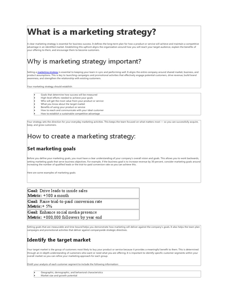 What Is A Marketing Strategy | PDF | Marketing | Marketing Strategy