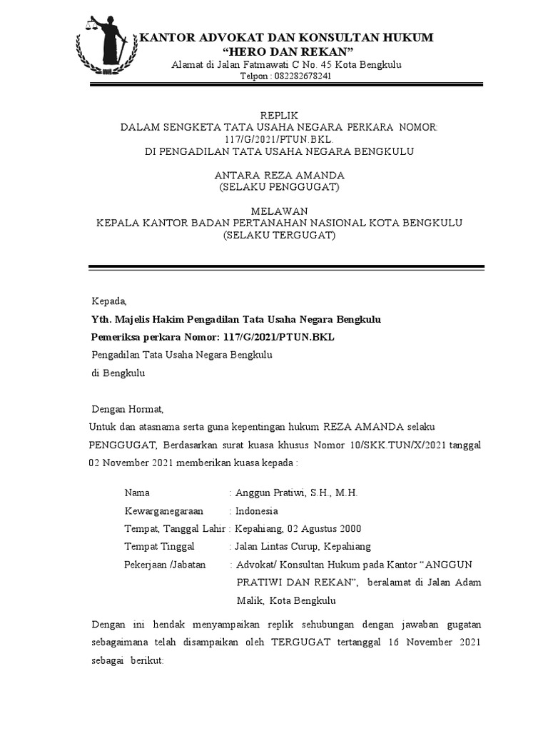 Replik Dan Duplik | PDF