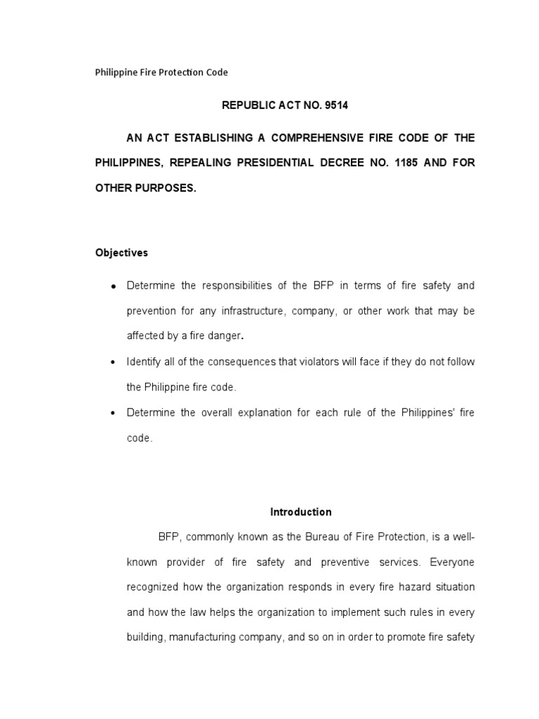 Philippine Fire Protection Code | PDF | Fire Safety | Safety