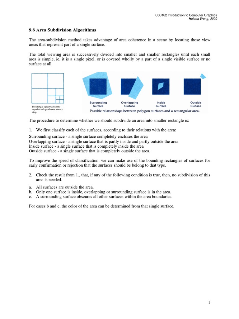9.6 Area Subdivision Algorithms: CS3162 Introduction To Computer Graphics | PDF | Reflection ...