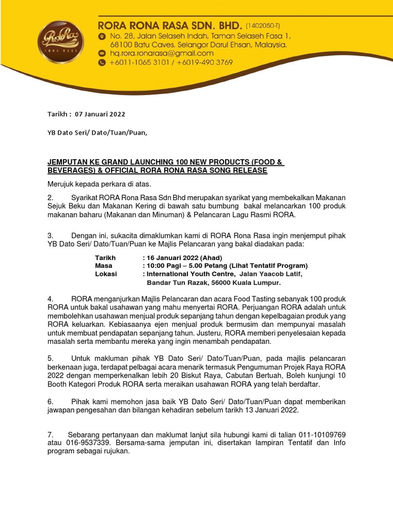 Surat Jemputan Formal | PDF