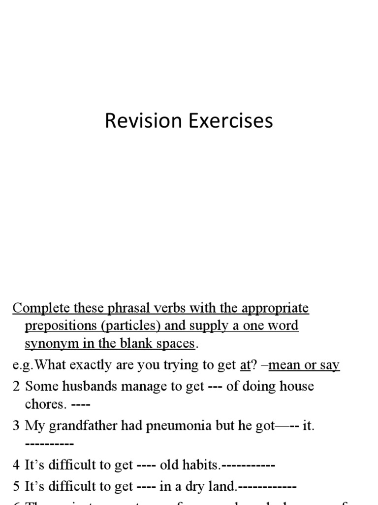 Revision Exercises - PPT SS2 ENG | PDF | Grammar | Language Mechanics