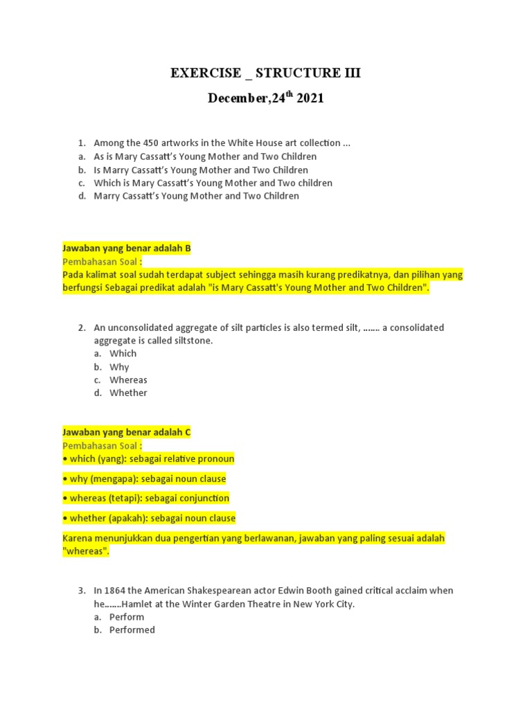 EXERCISE 24 Desember 2021 | PDF