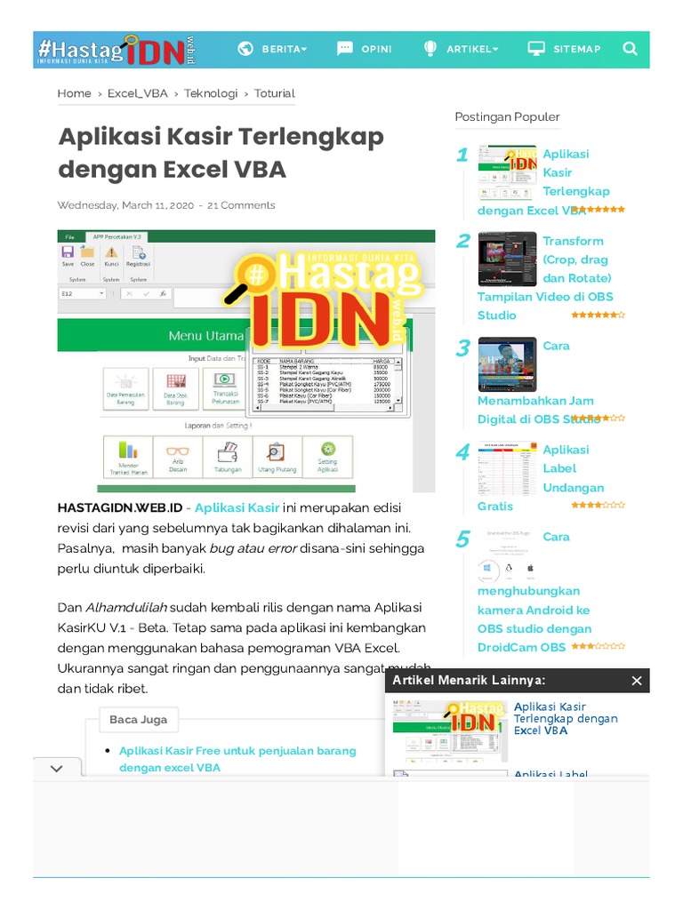 Aplikasi Kasir Terlengkap Dengan Excel Vba Hastagidn Webid Pdf