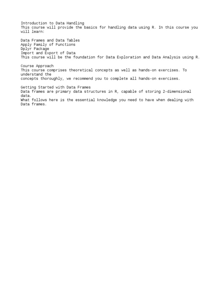 Data Handling Using R | PDF