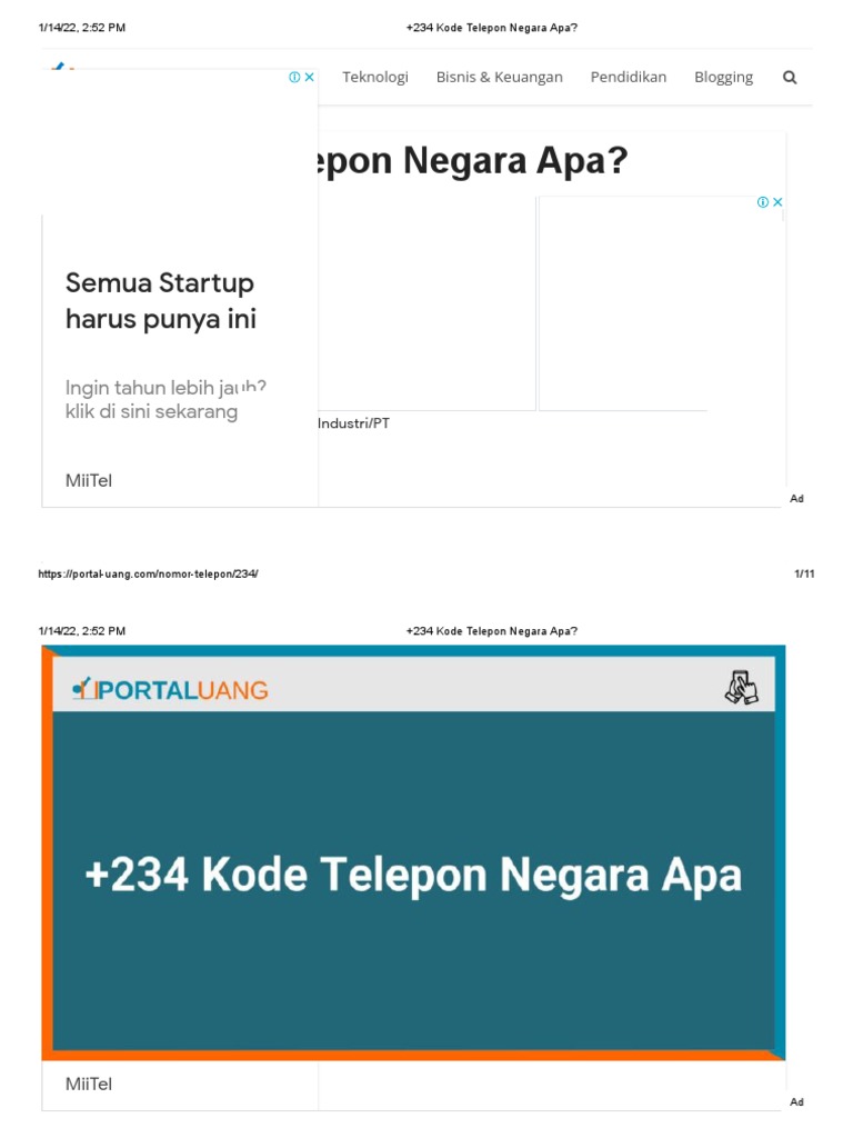 +234 Kode Telepon Negara Apa | PDF