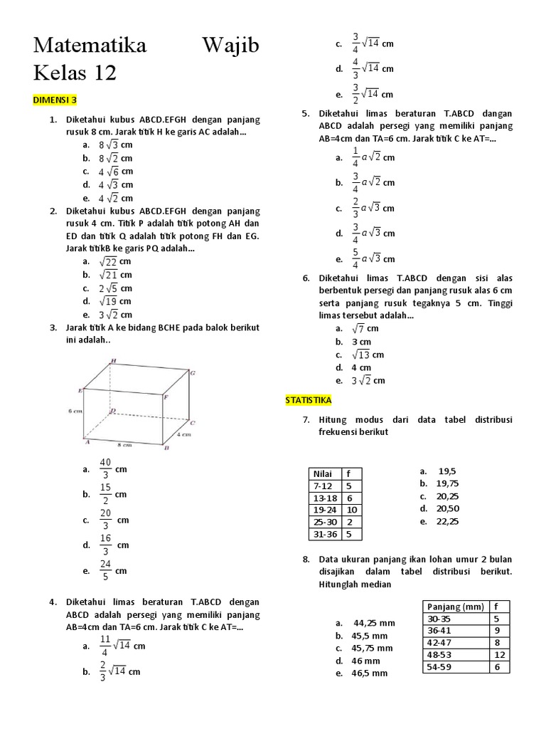 Matematika Wajib Kelas 12 | PDF | Metode & Bahan Ajar