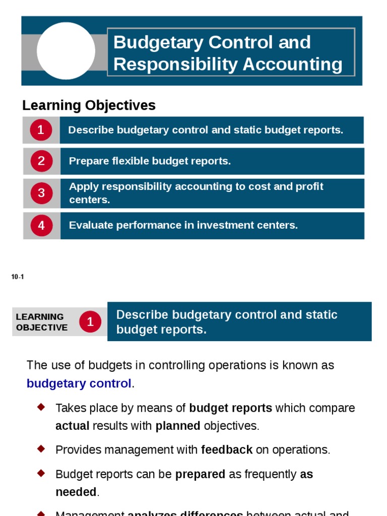 Budgetary Control and Responsibility Accounting: Learning Objectives ...