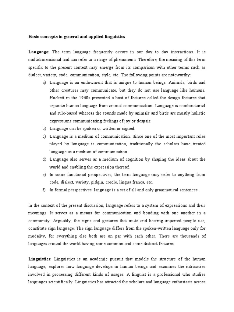 Basic Concepts in Linguistics | PDF | Syllable | Morphology (Linguistics)