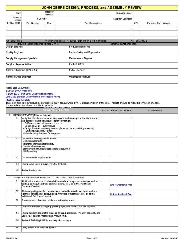 John Deere Design and Assembly Review Guide | PDF | Packaging And ...