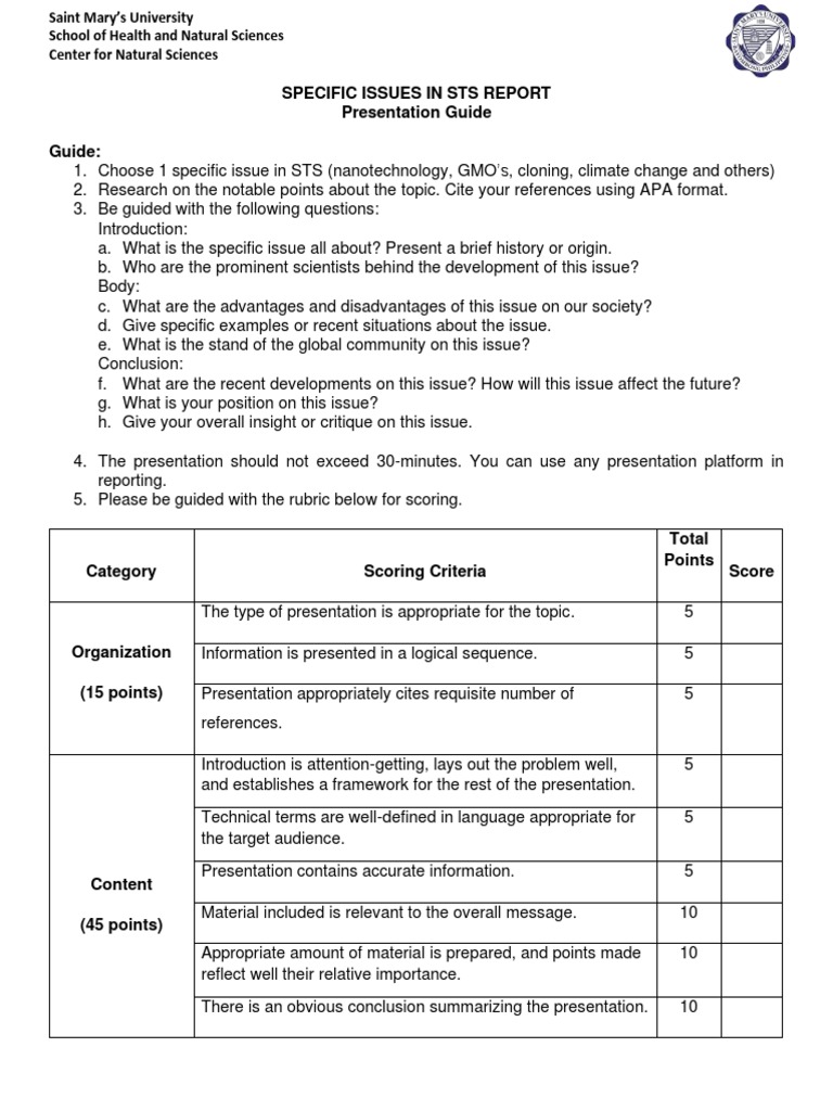 STS Issue Presentation Guide | PDF | Science | Information