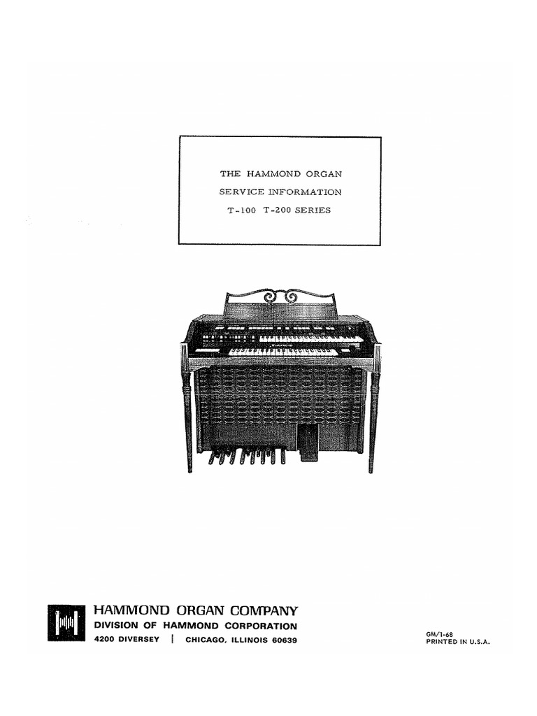 Hammond T100 T200 Organ Service Manual Complete | PDF