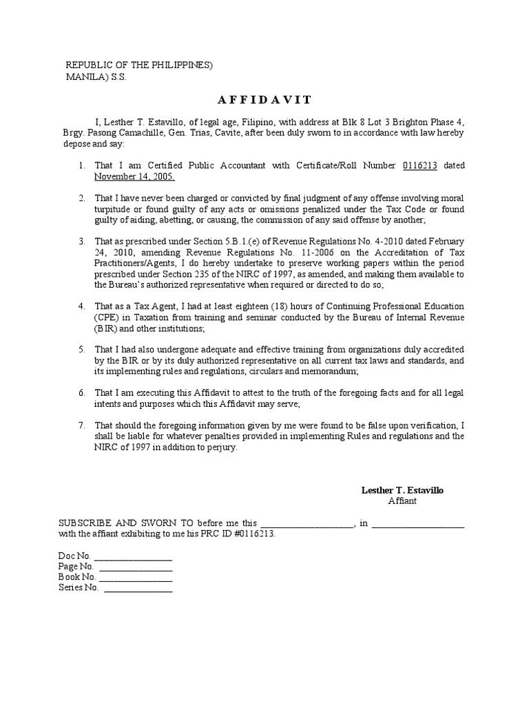 Affidavit of Undertaking | PDF | Affidavit | Common Law
