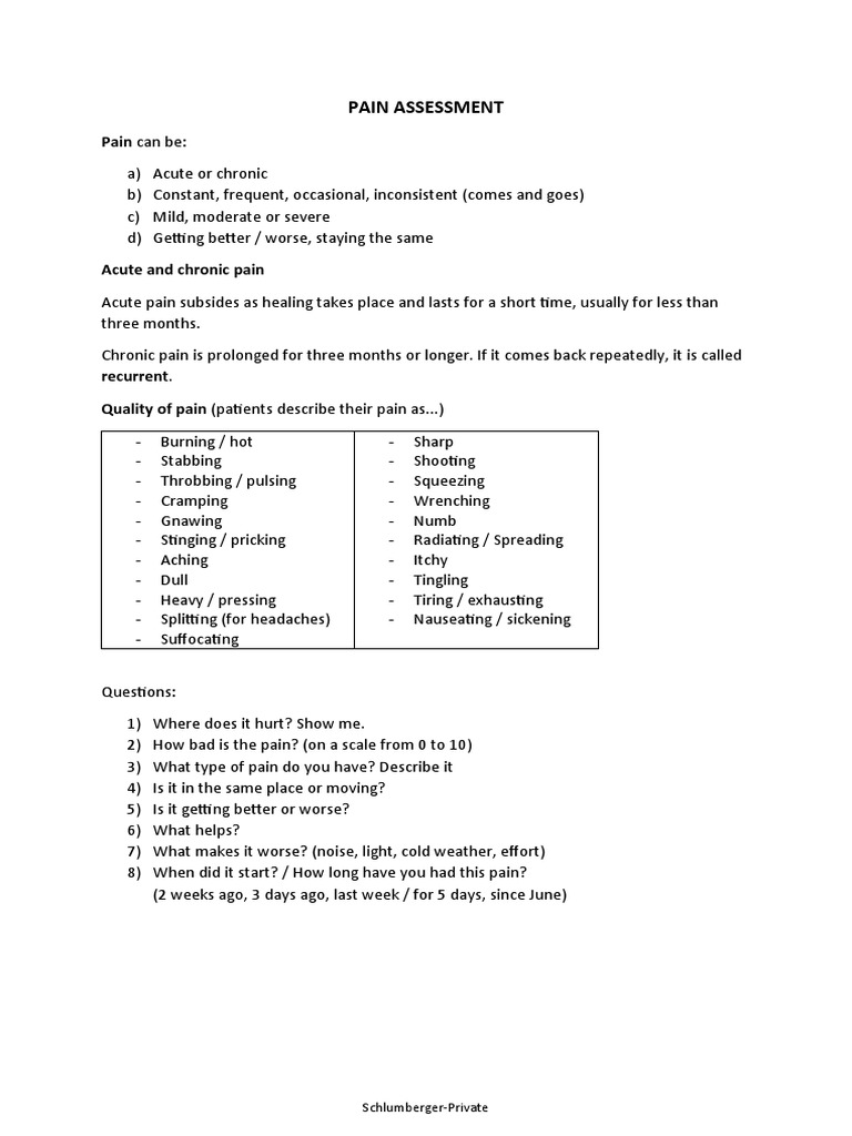 Template - Pain Assessment - Fisa | PDF | Pain | Symptoms And Signs