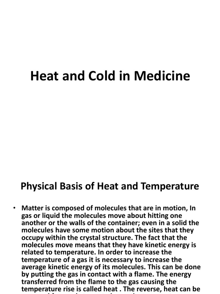 Heat and Cold in Medicine | PDF | Thermography | Temperature