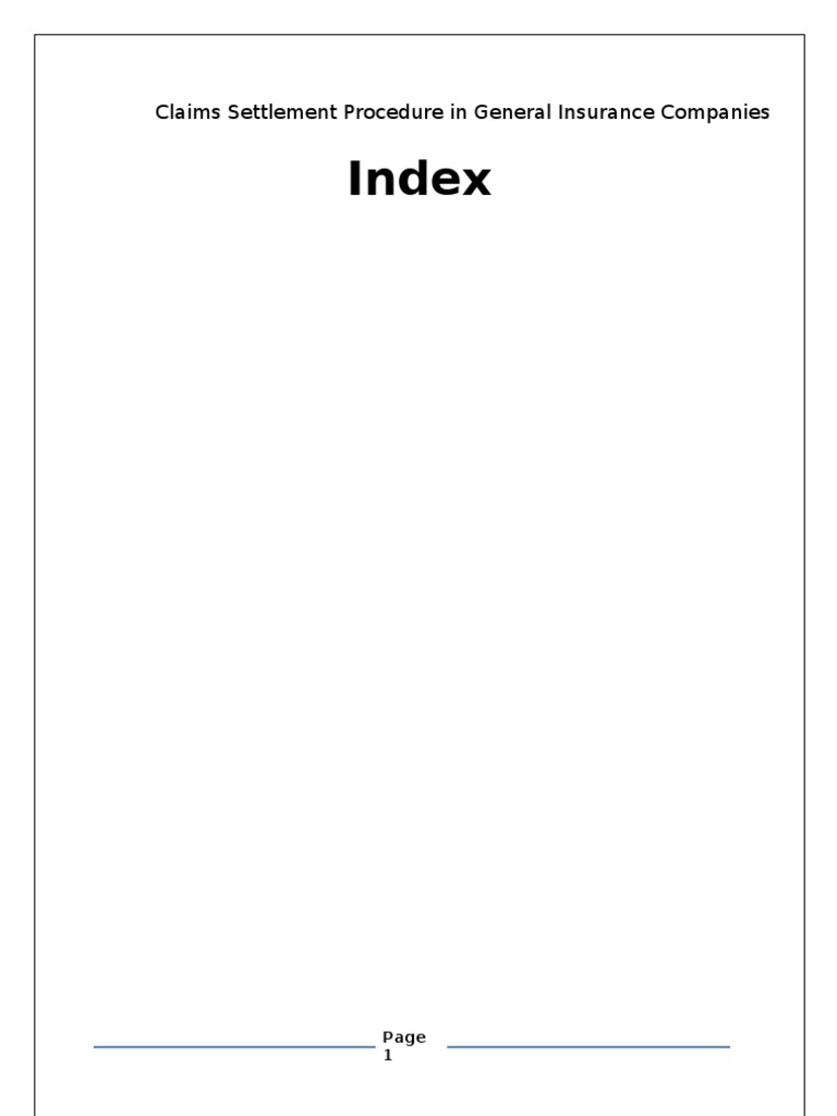 Index: Claims Settlement Procedure in General Insurance Companies | PDF ...