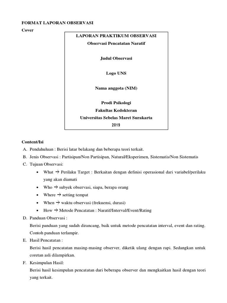 Format Laporan Observasi | PDF