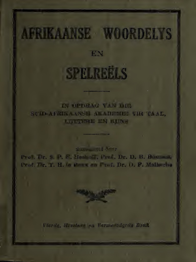 Afrikaanse Woordelys Spelreels 1931 | PDF