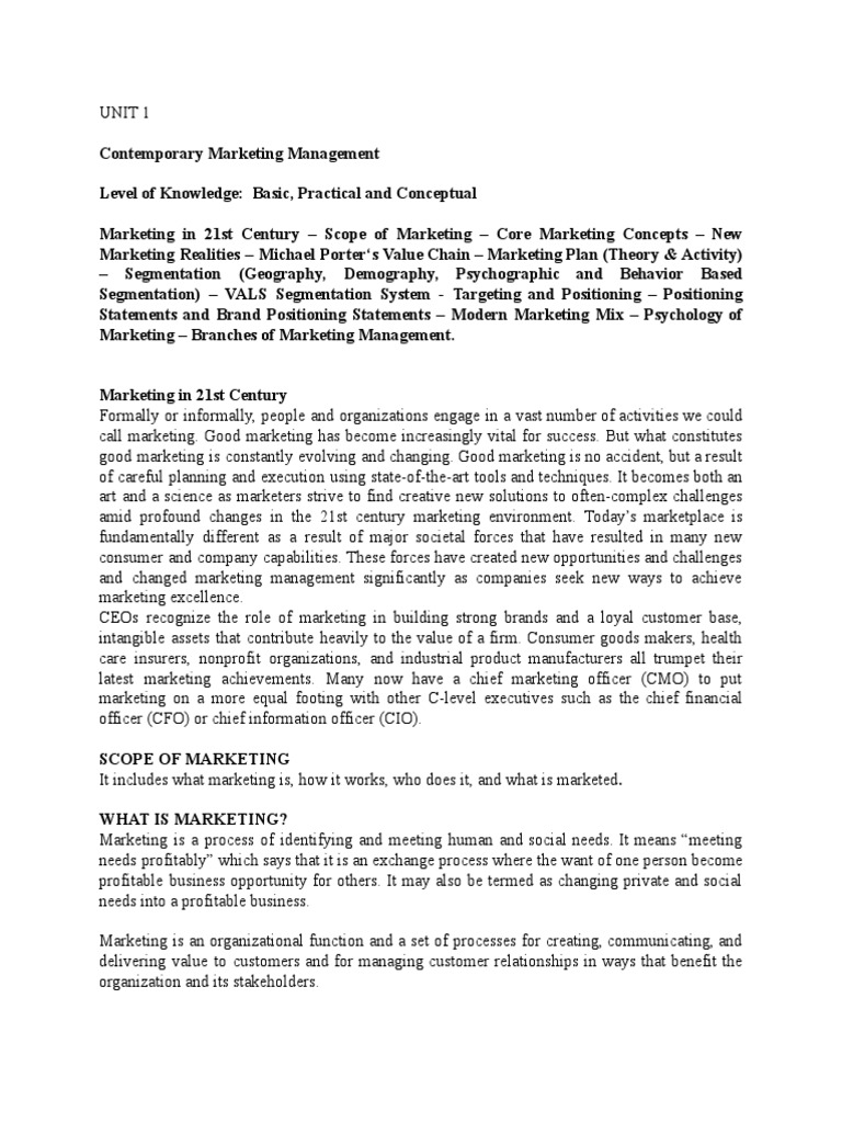 Marketing Management Notes | PDF | Marketing | Market Segmentation