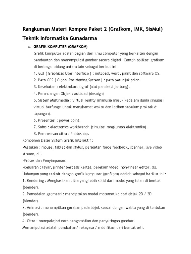 Rangkuman Materi Kompre Paket 2 | PDF | Metode & Bahan Ajar | Komputer