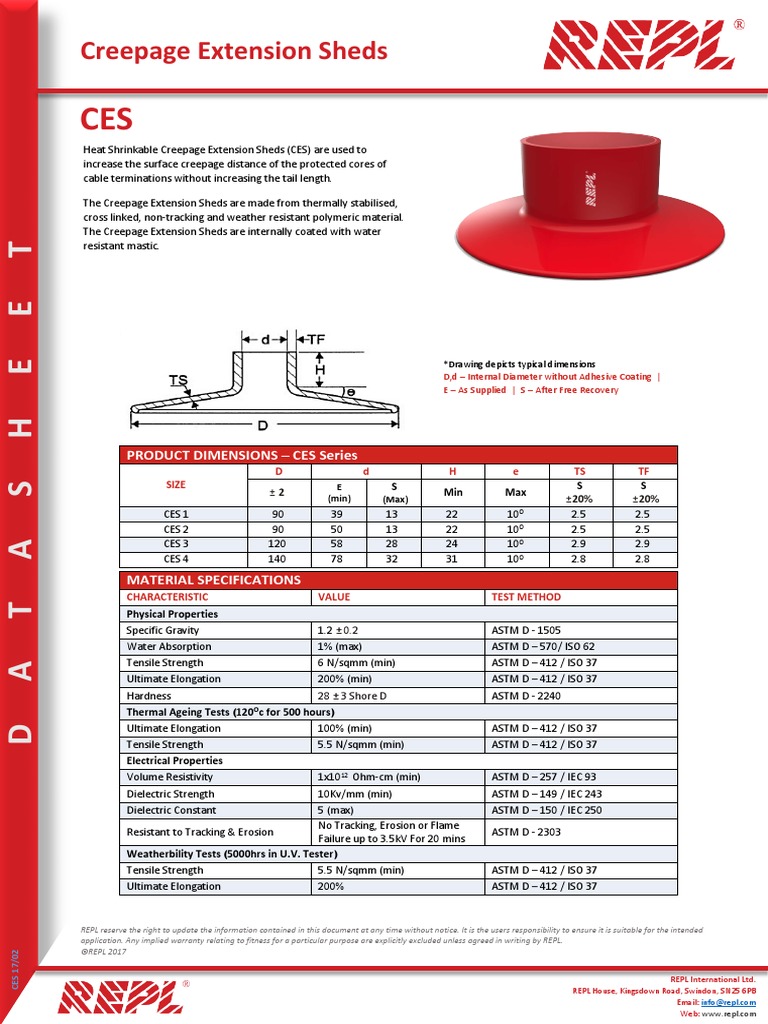 Creepage Extension Sheds: Product Dimensions - Ces Series | PDF ...
