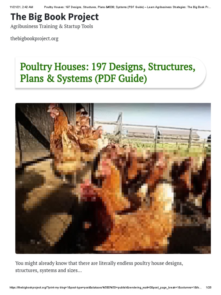 Poultry Houses - 197 Designs, Structures, Plans & Systems (PDF Guide ...