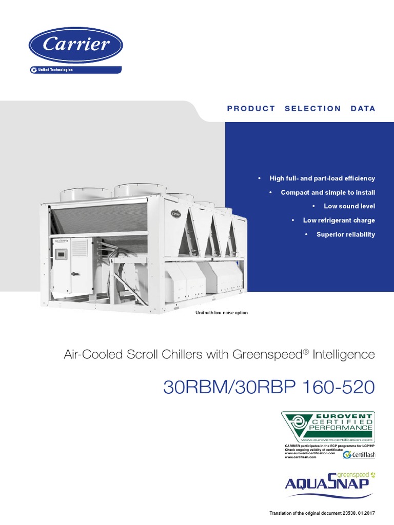 30RBM/30RBP 160-520: Air-Cooled Scroll Chillers With Greenspeed ...