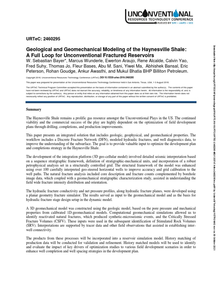 Geological and Geomechanical Modeling of The Haynesville Shale | PDF ...