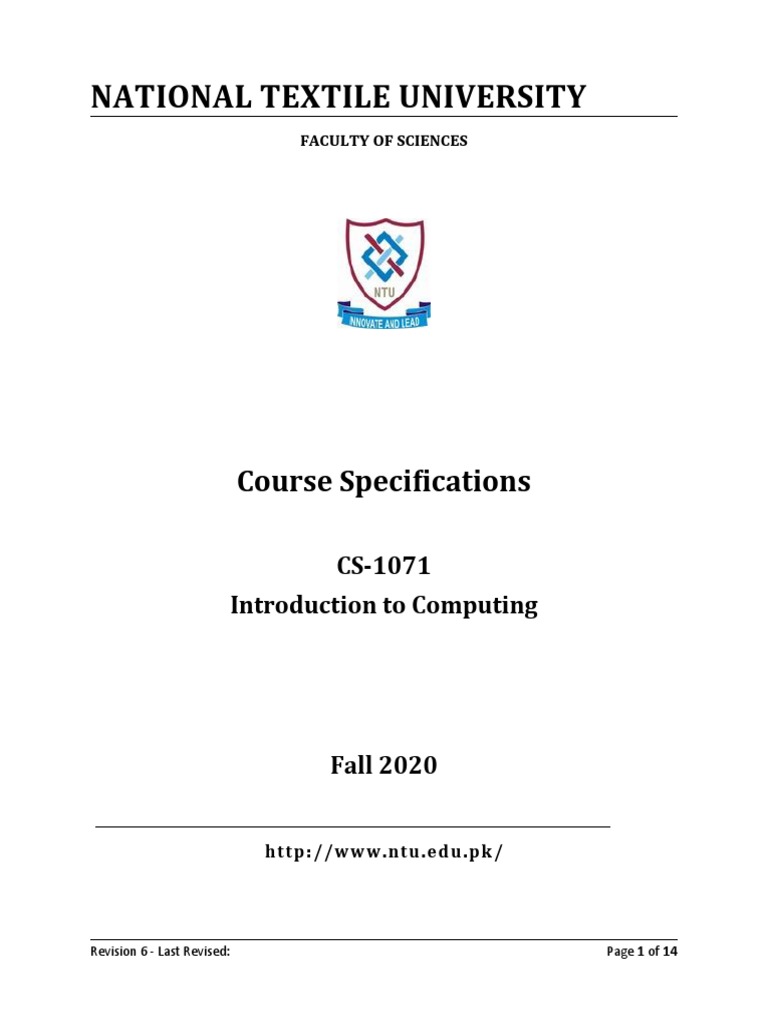 Introduction To Computing (CS-1071) - Updated With Lab Specification | PDF | Computer Network ...