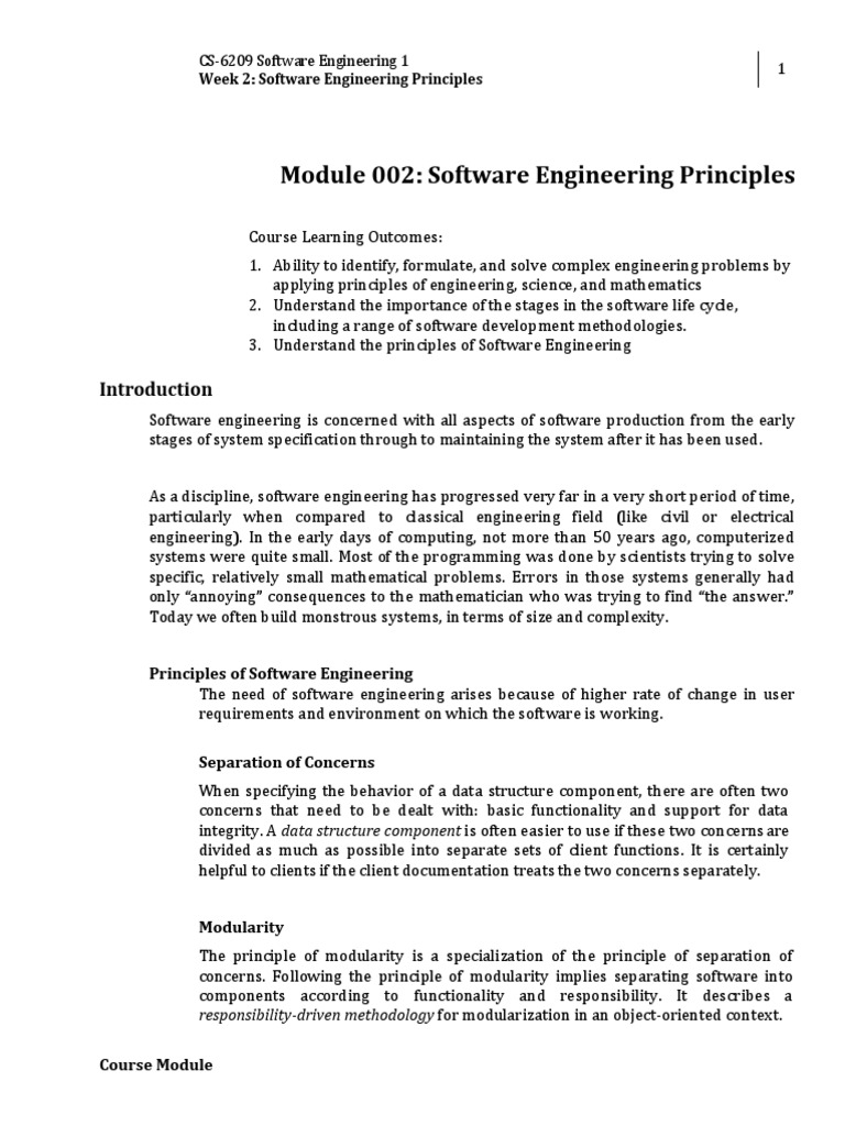 W2 - Software Engineering Principles PDF | PDF | Information System ...