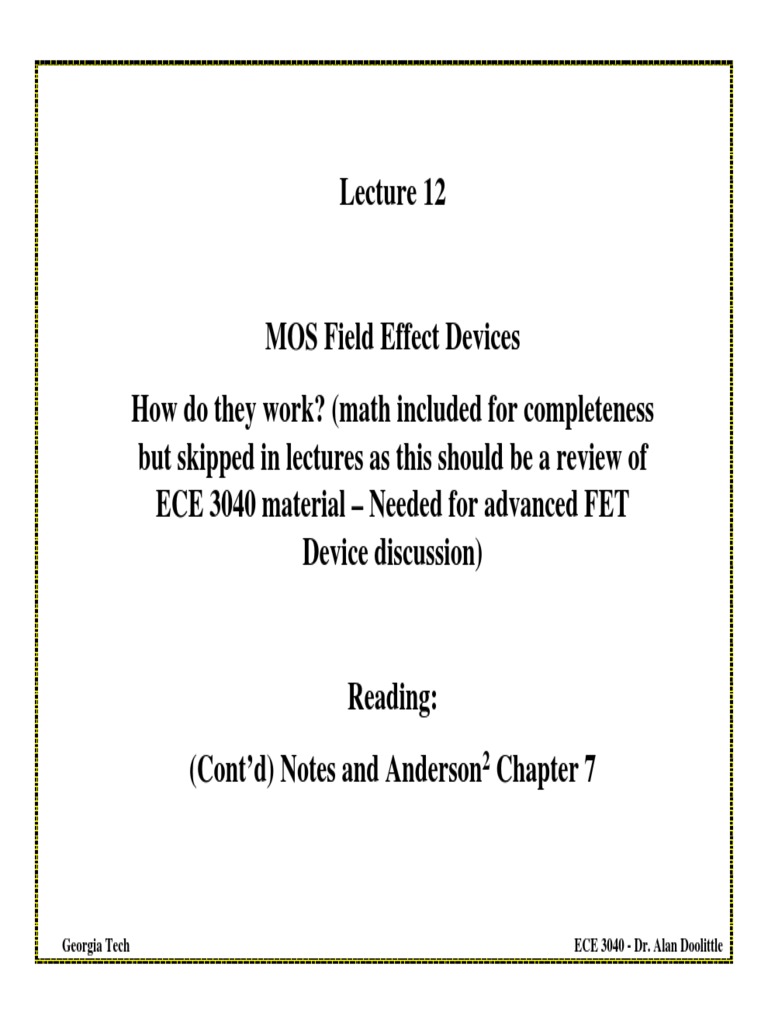 Mos Capacitor Transistor Pdf Field Effect Transistor Mosfet