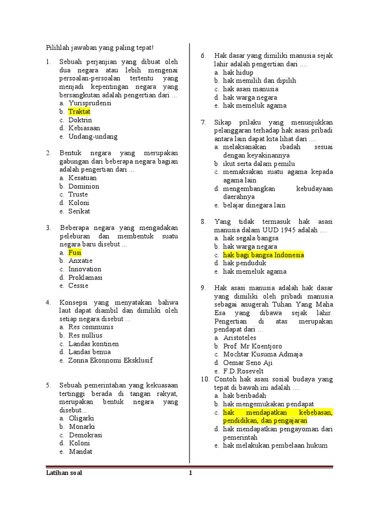 Latihan Soal PKN | PDF