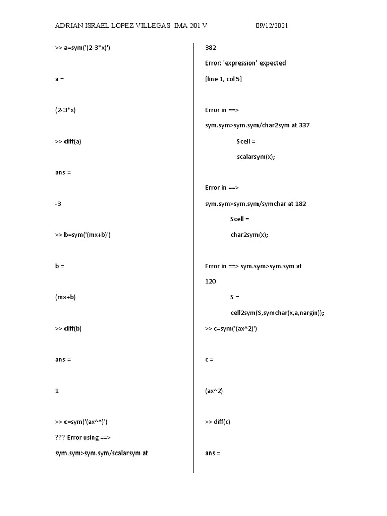Symbolic Differentiation Examples | PDF