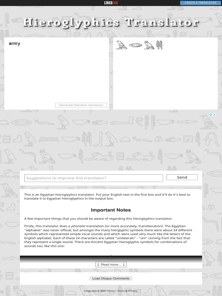 Hieroglyphics Translator LingoJam | PDF