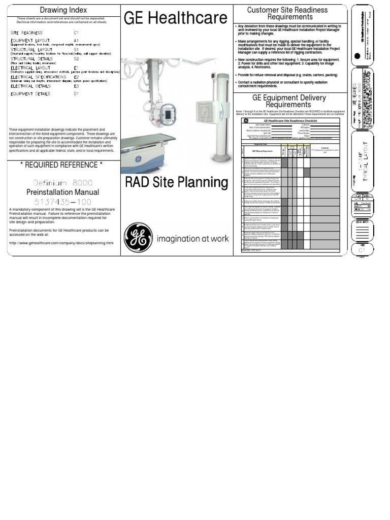 GE Healthcare Site Readiness Checklist | PDF | Specification (Technical ...