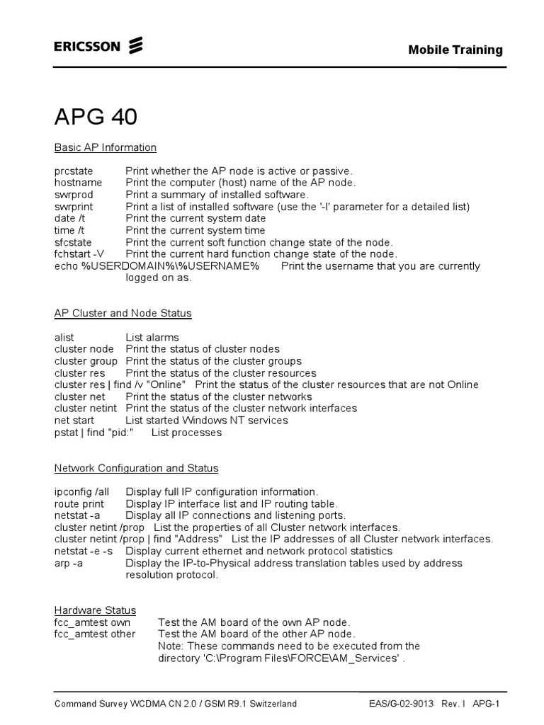 APG Commands | PDF | Computer Network | Computer Cluster