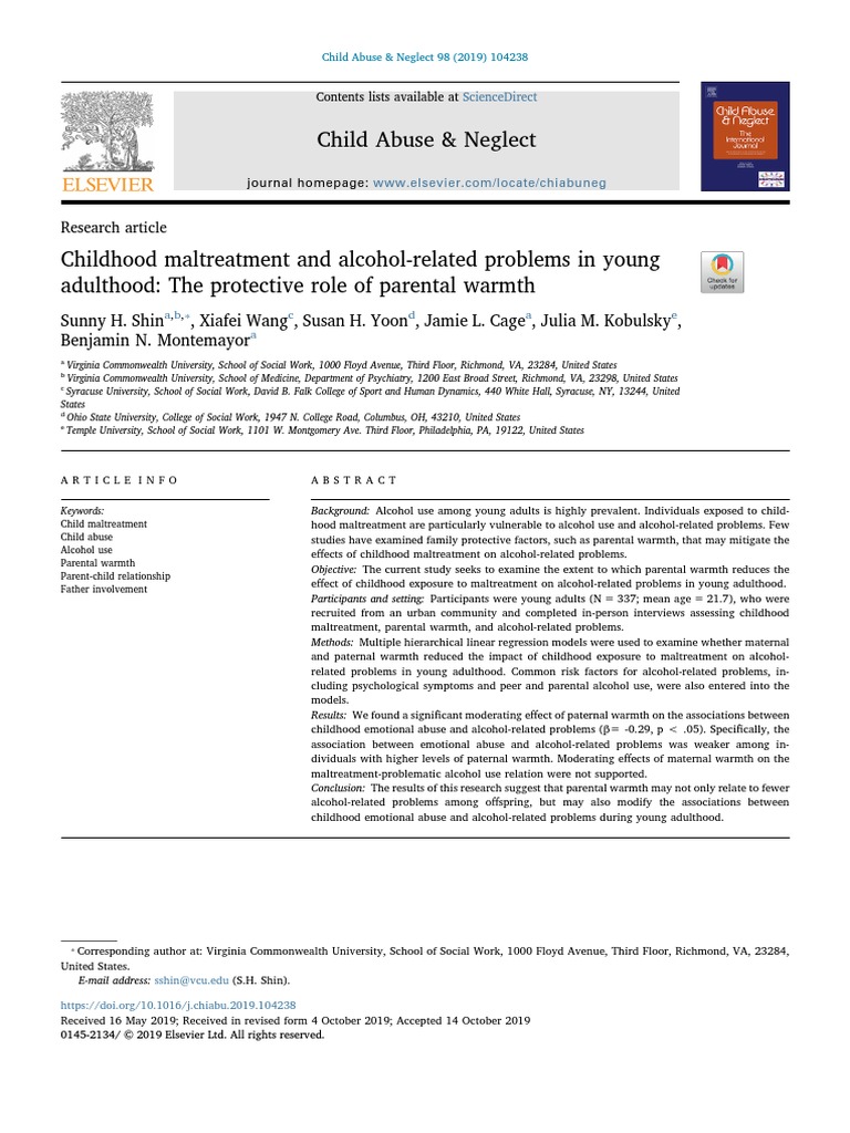 Child Abuse & Neglect: Research Article | PDF | Child Abuse | Alcoholism