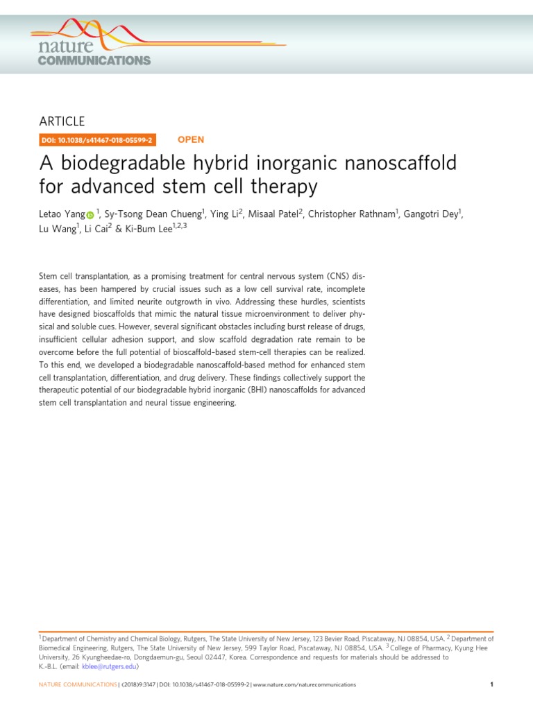 Scaffold Technology | PDF | Tissue Engineering | Stem Cell