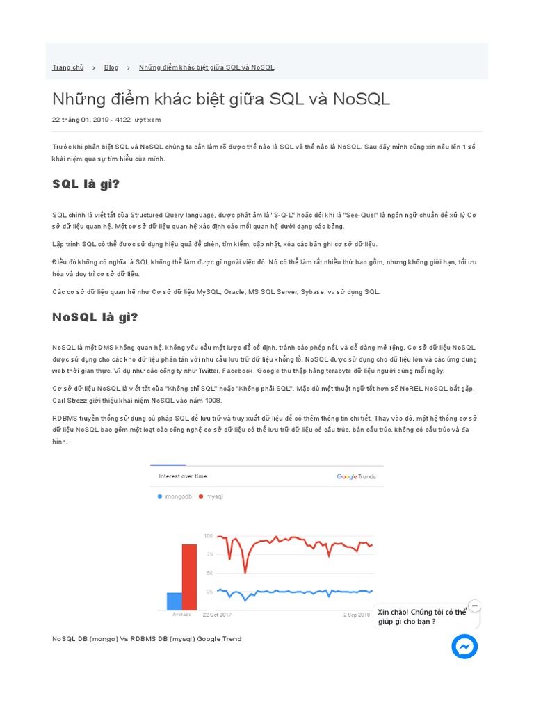 Những điểm khác biệt giữa SQL và NoSQL | PDF
