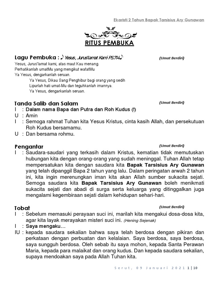 Teks Misa 2 Tahun | PDF